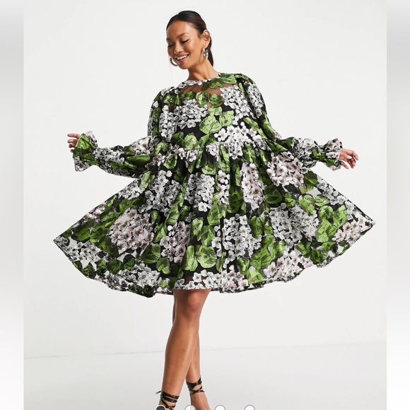 ASOS | Dresses | Asos Edition Mini Smock Dress In Embroidered Mesh ...